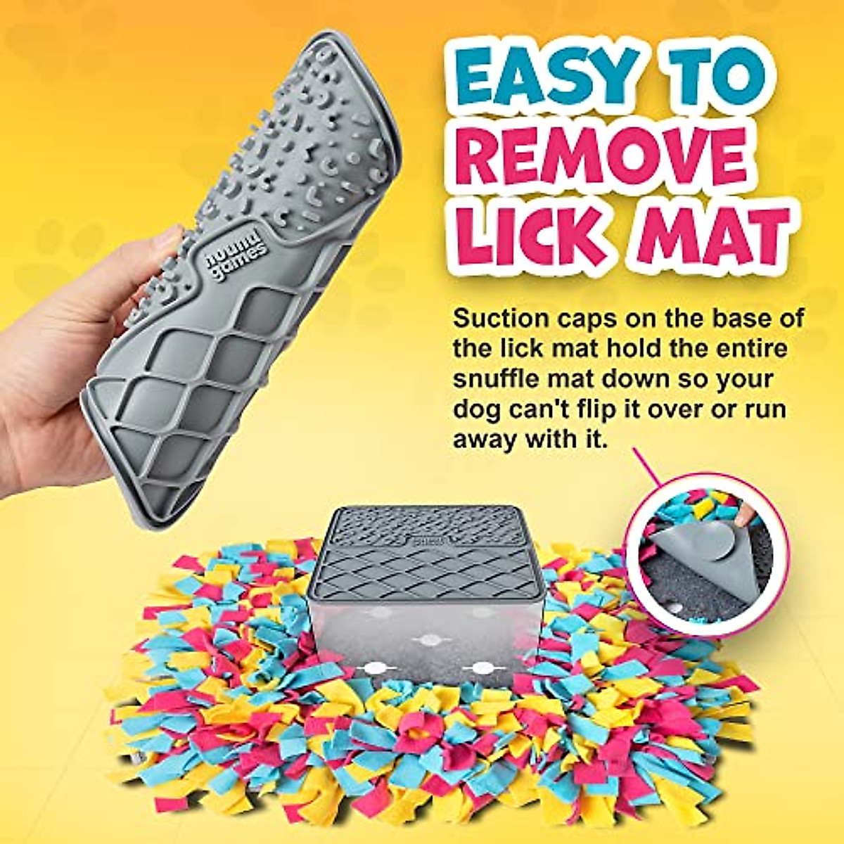 HOUNDGAMES Snuffle Mat for Small Dogs, Pet Foraging mat for Smell Training and Slow Eating, with Lick Pad, Slow Feeder, Sniffer, Foraging, Silicone, Pets, Puzzle