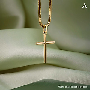Amberta Allure Unisex 9ct Yellow Gold Cross Pendant: Small Cylindrical Cross Pendant