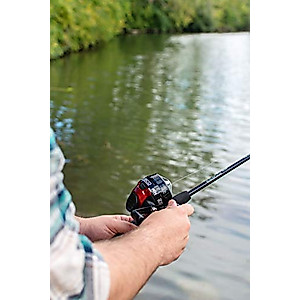 Zebco 404 Spincast Reel and Fishing Rod Combo, 5'6" 2-Piece Durable Fiberglass Rod with EVA Handle, Quickset Anti-Reverse Reel with Built-in Bite Alert, 28-Piece Tackle Pack,Black/Red