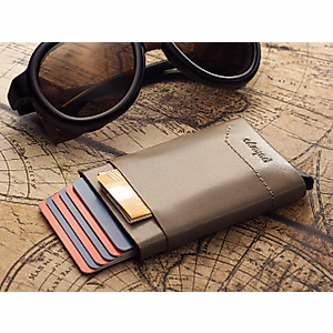 PULARYS GOBI Wallet - Made of Italian Leather - RFID Protection - 2 Pockets for Banknotes - Holds up to 6 Cards - For Men & Women - Minimalist Design - Caffe Latte Colour