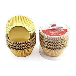 Foil Cupcake Liners, Baking Cups Standard Muffin Wrappers for Party, 100 Pack (Gold)