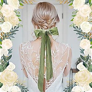 6 Roll Sage Green Velvet Ribbon, 2 Inch x 18 Yd Frayed Silk Velvet Ribbon Fringe Ribbon Gift Wrapping Satin Ribbon for Wedding Invitations Baby Shower Party Favor Handmade Gift Decor