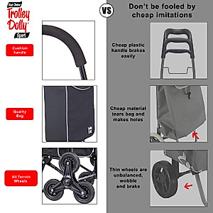 dbest products Stair Climber Trolley Dolly Sport Grocery Cart 3 Wheels Heavy Duty Shopping Hand Truck Made for Condos Apartments, 40 inch Handle Height Carrito de Compras con Ruedas, Black