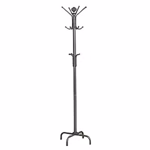 Monarch Specialties 2007, Hall Tree, Free Standing, 12 Hooks, Entryway, Bedroom, Metal, Grey, Contemporary, Modern Coat Rack, 19" L x 19" W x 70" H, Silver