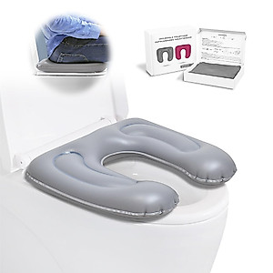 Nevife Raised Donut Pillow,Inflatable Toilet Seat Cushion,Height Adjustable Toilet Seat, PVC Commode Support Cushion for Adults,Seniors,Elderly, Disabled,Tailbone Pain Relief (Grey)