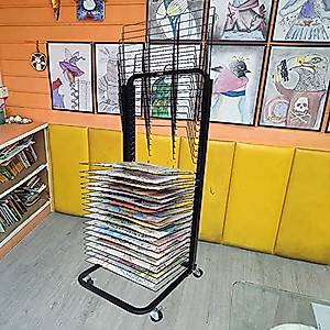 Ewatchaccessories Art Drying Rack, Mobile Classroom Drying Rack with Wire Rack for Art Studio and Home Use, Black Powder Coated, Drying and Printing Rack (Color : 35-Layer)