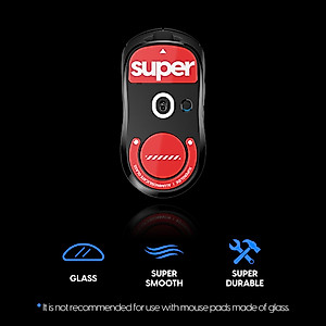 Superglide2 - New Controllable Speed Textured Surface Smoothest Mouse Feet/Skates Made with Ultra Strong Glass Smooth and Durable Sole for Logitech G Pro X Superlight1 [Red]