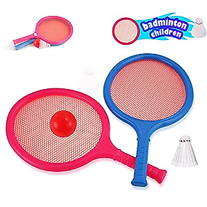 Badminton Racket Set for Kids, Toddlers with 2 Paddles, Ball and Birdie - Junior Kindergarten Student Outdoor Sports Tennis Racquet Play Game Beach Toys