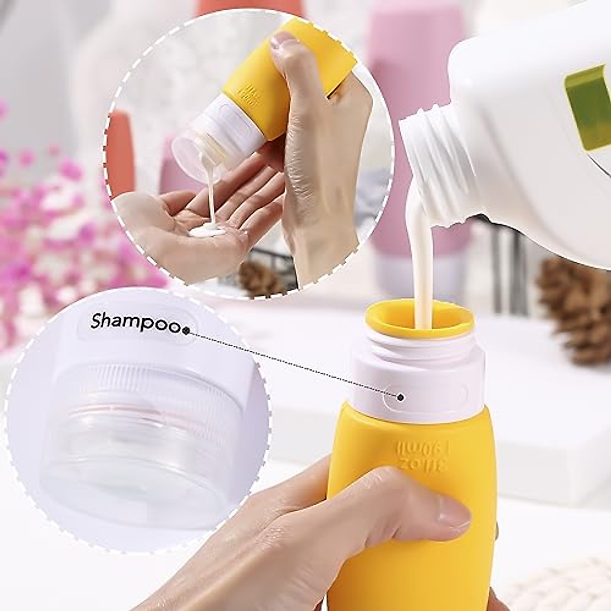 LIYUABU Silicone Travel Bottles for Toiletries,Tsa Approved 3oz Portable Refillable Travel Bottles,Leak Proof BPA Free Squeezable Travel Size Containers Accessories with Toiletry Bag（4Pack Red）