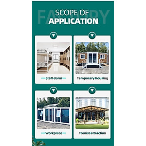 Modular Container 20＆40FT Tiny Home with Light Steel Frame Expandable Container House with 2 Bedrooms ＆ 1 Kitchen 1 Bathroom