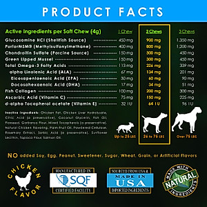 Deluxe Naturals Hip and Joint Soft Chews for Dogs with Glucosamine, MSM, Chondroitin, Collagen | Dog Joint Supplement Improve Dog Mobility, Pain Relief, 90 Count (Pack of 1)