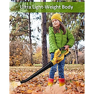 OMOTE Cordless Leaf Blower with Battery & Charger, Low Noise, Lightweight, Easy One-Button Control, Battery Powered, 177 CFM for Blowing Leaves, Lawn Care, Dust & Other Debris