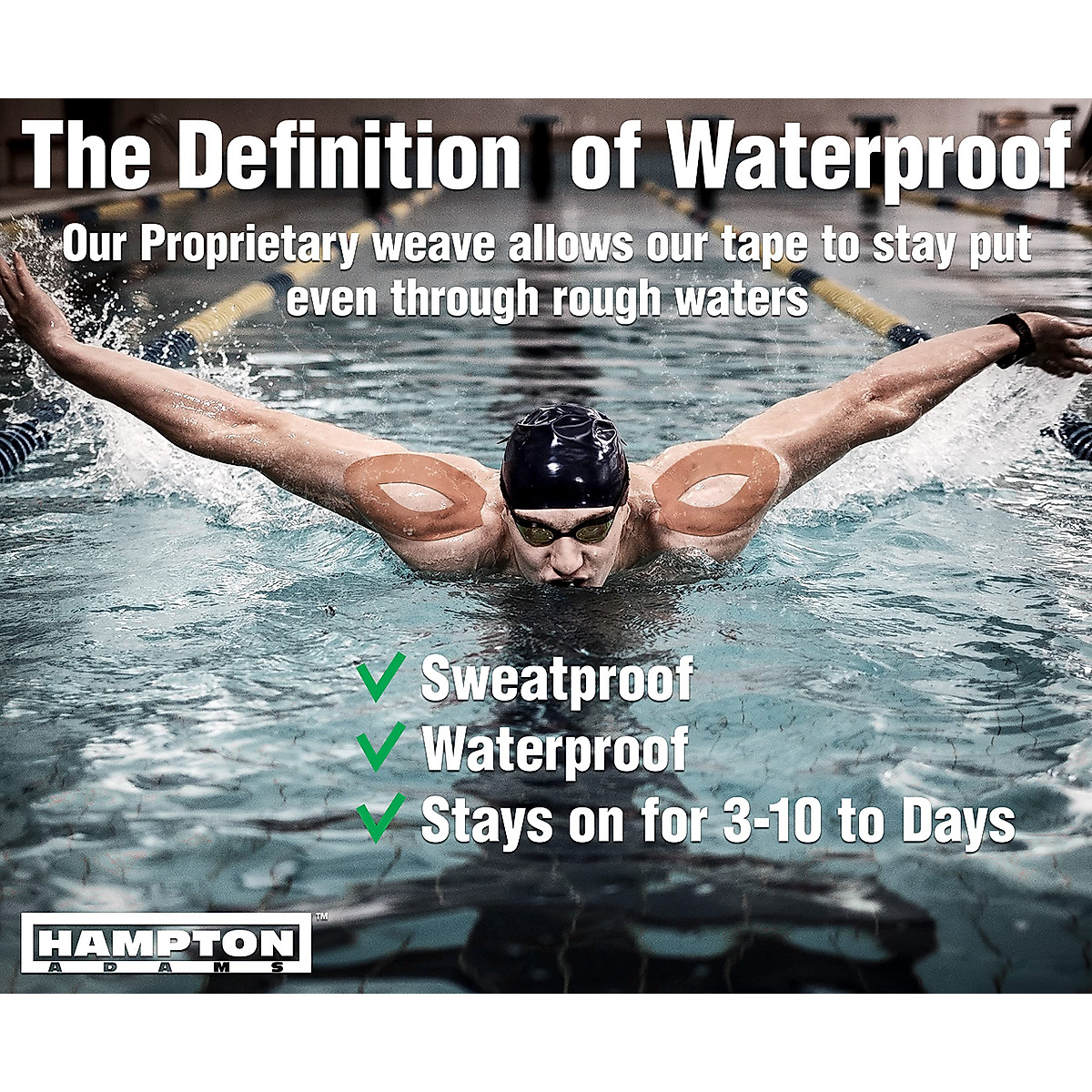 Hampton Adams (2 Pack) Premium Kinesiology Tape | Athletic Tape Supports & Protects Muscles, Knees, Shoulders & Plantar Fasciitis | Waterproof & Hypoallergenic | Beige Uncut Kinesiology Tape