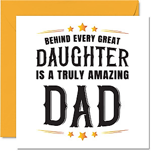 Cute Birthday Cards for Dad - Behind Great Daughter Amazing Dad Papa Pops - Happy Birthday Card from Daughter Birthday Gifts, 5.7 Inch Sentimental Father's Day Greeting Cards Gift for Daddy Papa