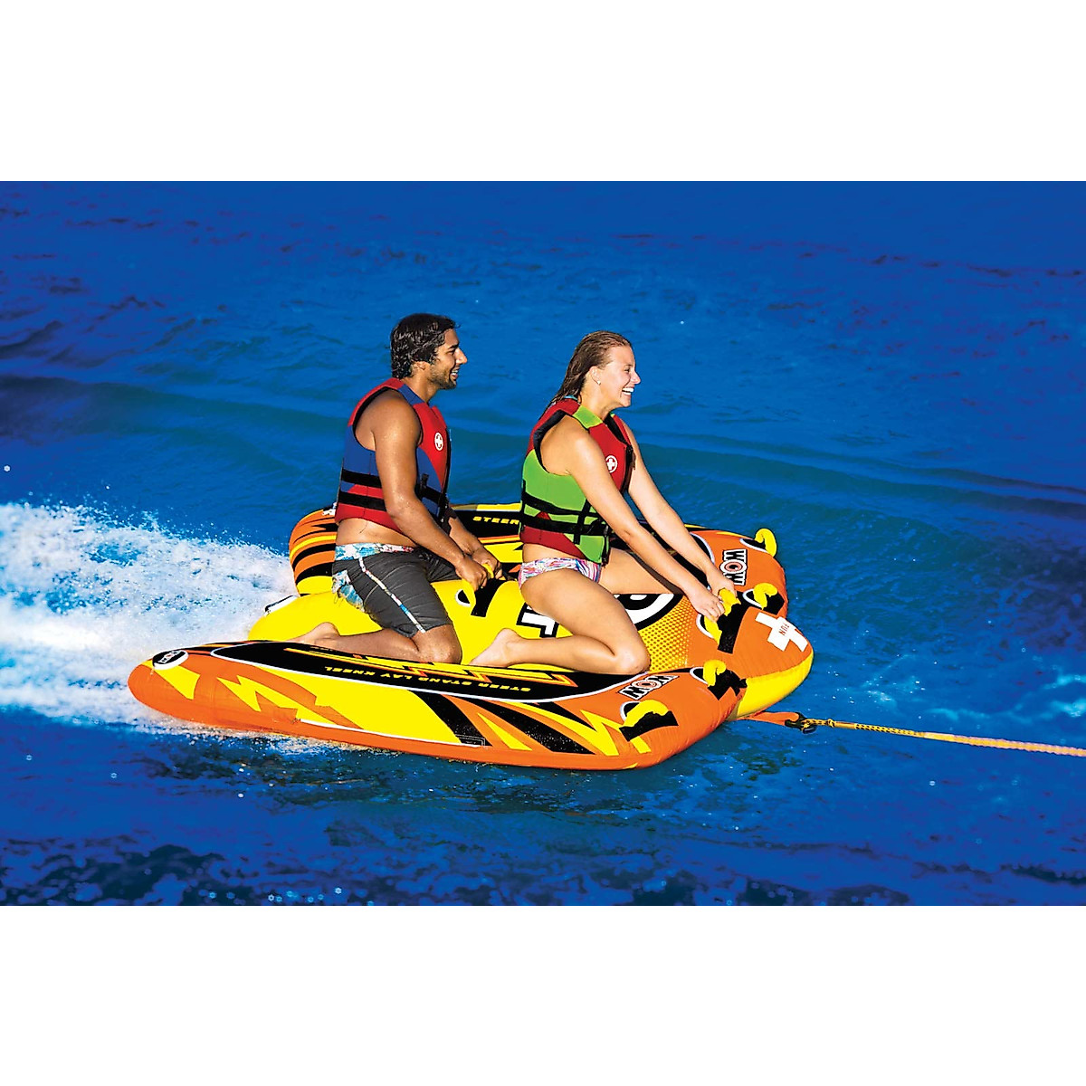 Wow Sports - Bolt Inflatable Towable Tube - 1-4 Riders - Perfect for Kids & Adults - Soft Top Deck Tube