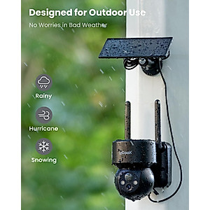 ieGeek Security Cameras Wireless Outdoor - 2 Pack 2K WiFi Solar Camera System with 360°PTZ for Home Outside Surveillance, Battery Powered Cam Works with Alexa, 3MP Color Night Vision, 2-Way Audio, AI