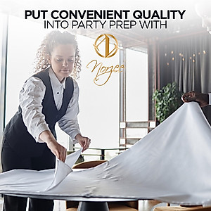 NORZEE 12-Pack Disposable Plastic Tablecloths, 54" x 108" Plastic Table Cloth, Rectangle Table Cover (Black, 12 Pack Rectangle 54" X 108")