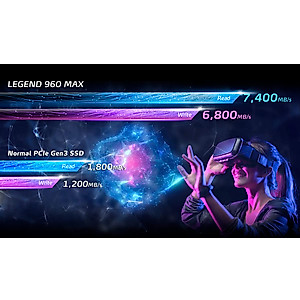 ADATA 2TB SSD Legend 960 Max with Heatsink 2TB PCIe Gen4x4 NVMe M.2 Internal Gaming SSD Up to 7,400 MB/s PS5 Compatible (ALEG-960M-2TCS)