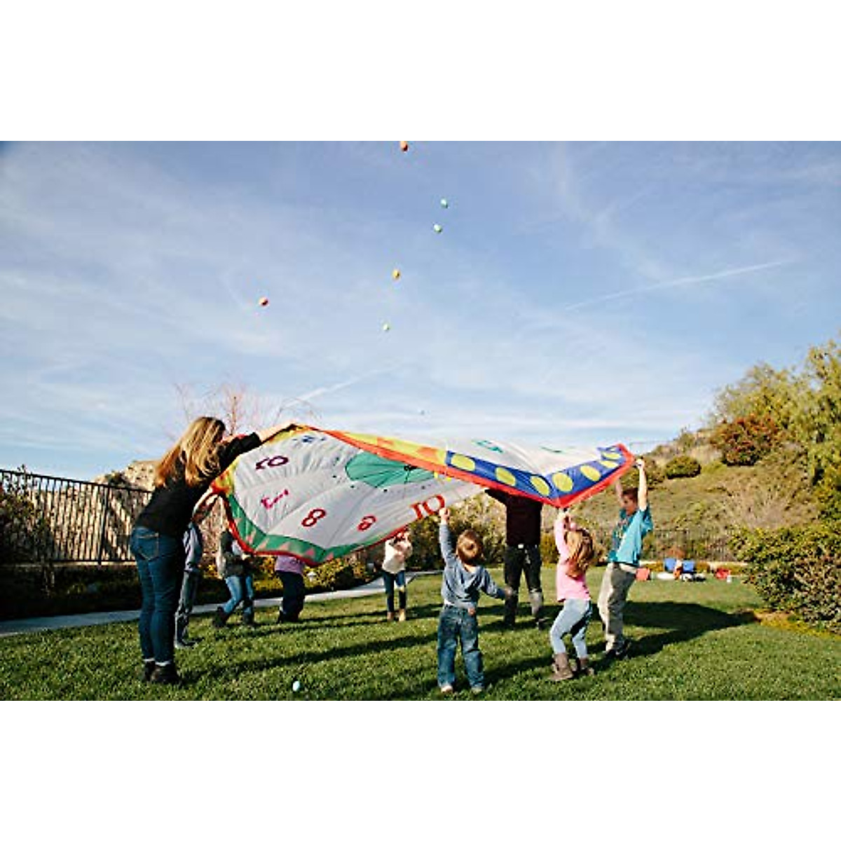 Pacific Play Tents 18420 Tick Tock Clock 12 Foot Kids Parachute for indoor / Outdoor Fun