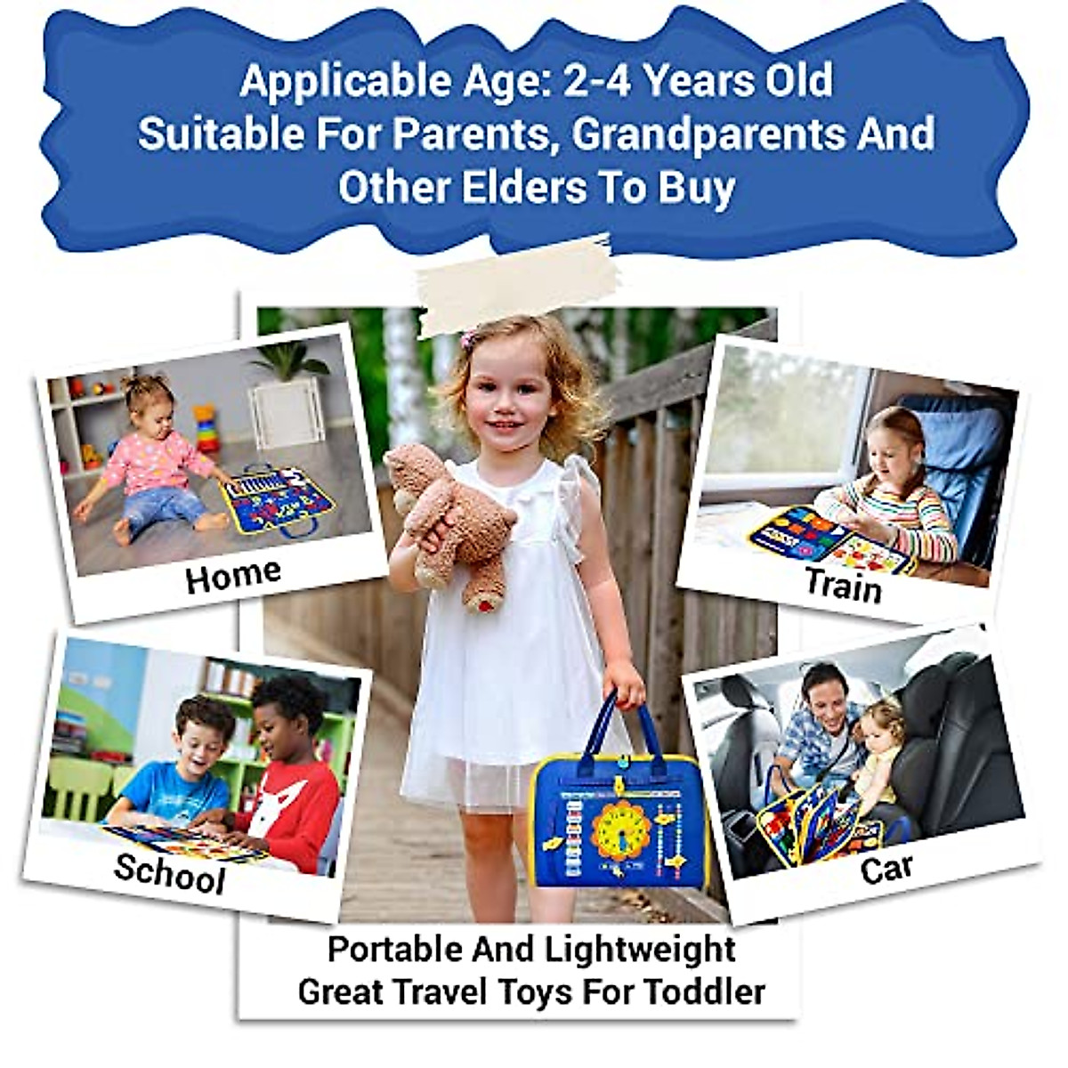 DEMAM Preschool Montessori Toddler Busy Board for 3-6 Year Old,Preschool Learning Activities Toys, Sensory Board for Fine Basic Dress Motor Skills,Autism Basic Life Skills&Travel Toys Old Boys/Girls