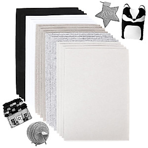 Stiff Felt Fabric Sheets for Kids: LOTOFUN 20PCS 8x12 Inch Black White Grey Assorted Colors - Non-Woven Acrylic Fabric Sheet for Crafts Sewing Quilting Project Patchwork