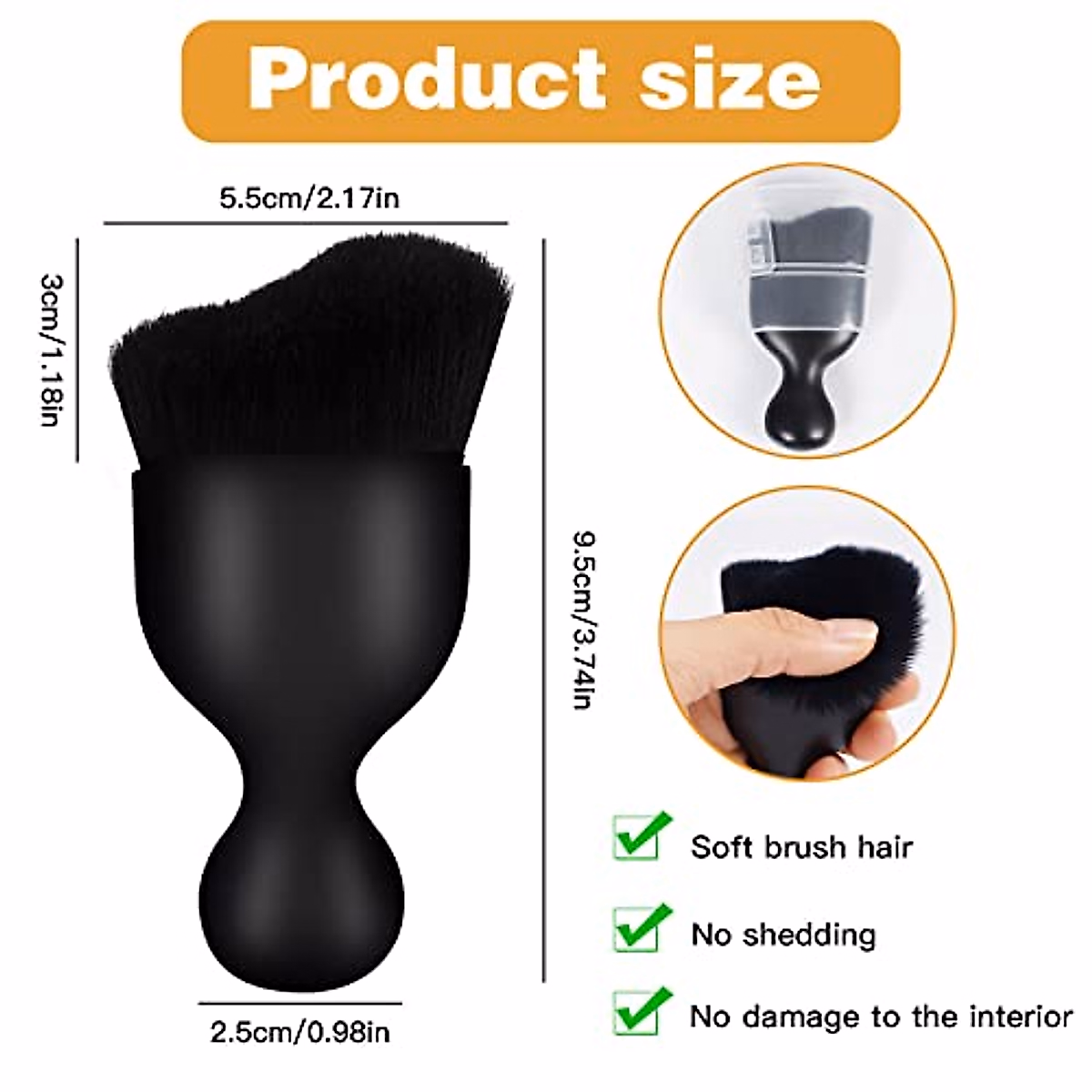 TEUOPIOE Auto Interior Dust Brush, Car Detailing Brush, Soft Bristles Detailing Brush Dusting Tool for Automotive Dashboard, Air Conditioner Vents, Leather, Computer,Scratch Free (Black)