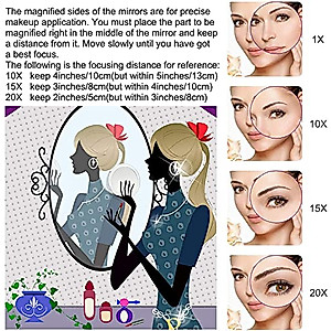 5Inch,20X Magnifying Mirror, Two Sided Mirror, 20X/1X Magnification, Folding Makeup Mirror with Handheld/Stand,Use for Makeup Application, Tweezing, and Blackhead/Blemish Removal. (Blue)