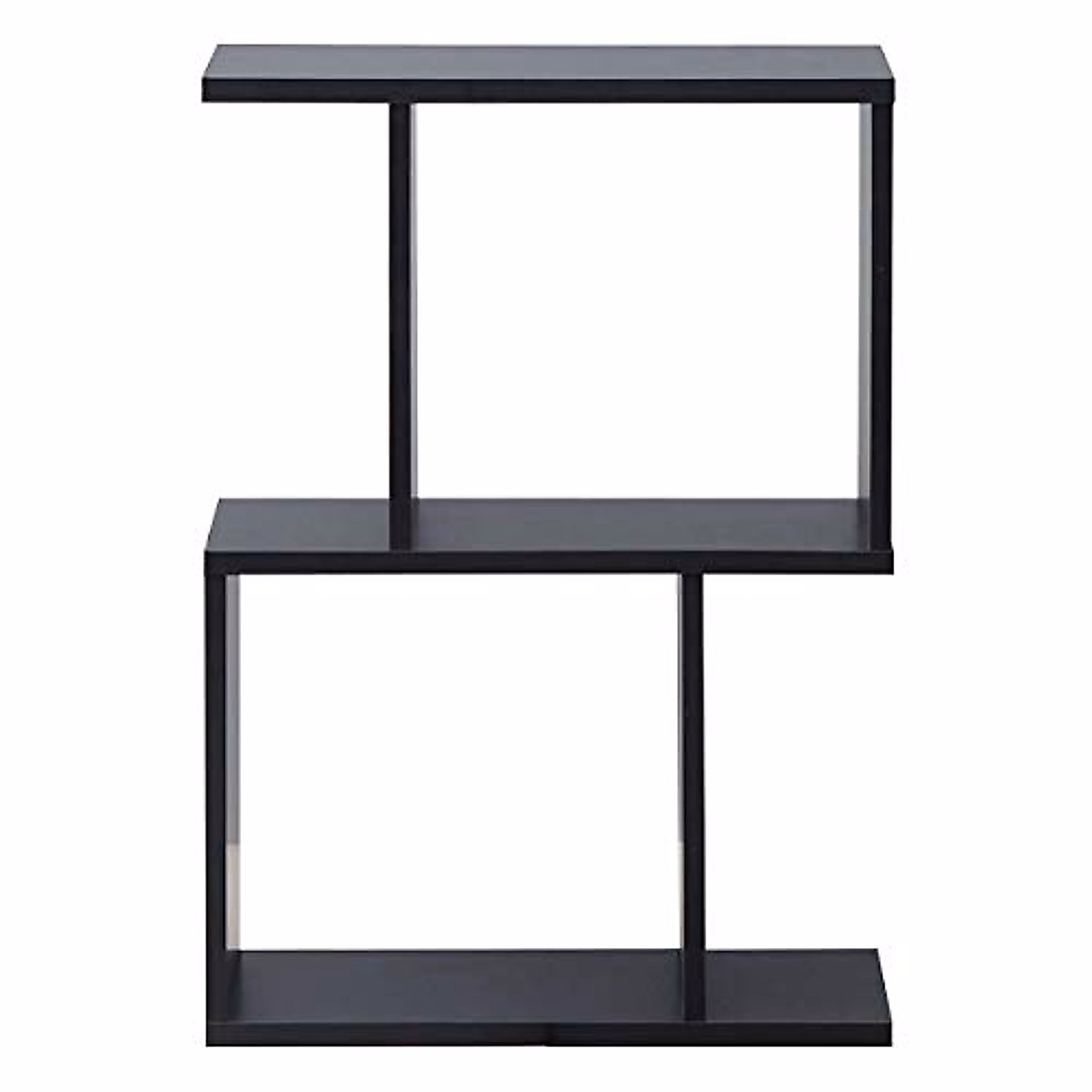 Giantex 2-Tier Bookshelf S Shaped Bookcase Set of 2, Free Standing Industrial Storage Rack, Suit for Living Room Bedroom Office, Modern Small Bookcase, Black
