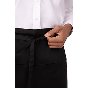 Chef Works Unisex Reversible Waiter Apron with Pockets, Black, One Size