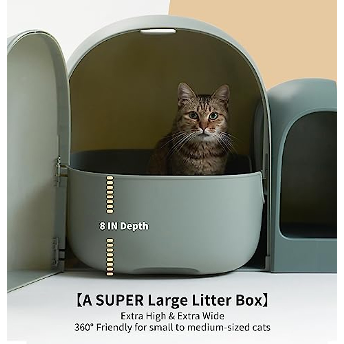 MS!MAKE SURE Cat Litter Box MAX - Stylish & Functional for Indoor Cats - 2023 New Modern Design - Large Space, Leak-Proof, and Odor-Free - Includes Litter Scoop - White