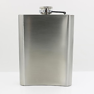 CNFLASK Brush Finish Hip Flask 304 Stainless Steel Brushed Whiskey Flask (Brushed, 8oz)