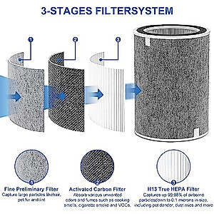 HP200 Series Replacement Filter Compatible with Shark HP201 HP202 & HC502 Air Purifier MAX,Three-level Filtration System Cleans up to 99.98% of Particles,Compare to Part #HE2FKBAS, HE2FKBASMB