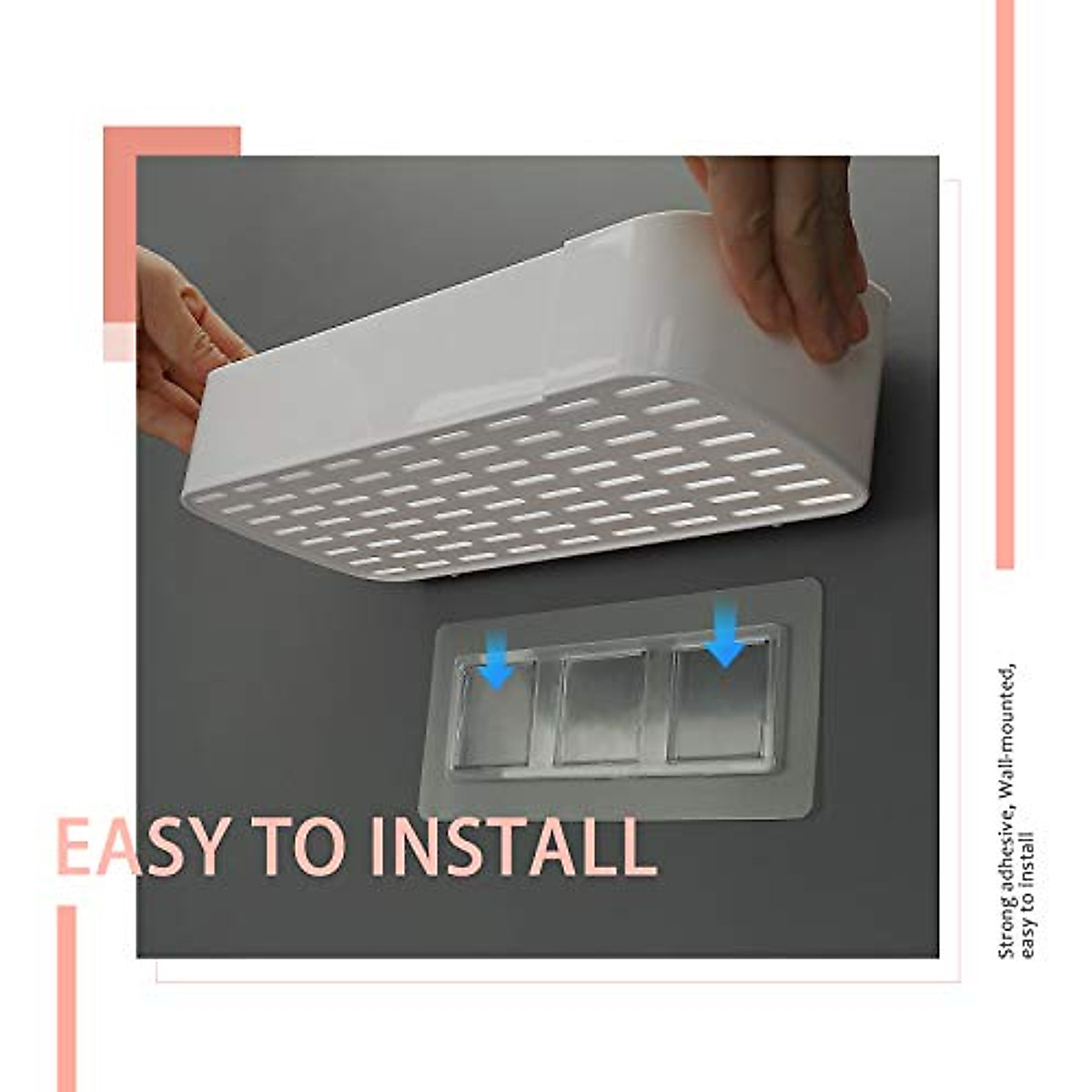 FOBBHOME Adhesive Bathroom Shower Caddy Organizer Bathroom Shelf Drilling Wall Mount Storage Rack Great Shampoo Holder for Bathroom