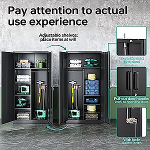 SISESOL Metal Storage Cabinets Locker with Locker Shelf, 71" Armoire Wardrobe Closet with Hanging Rod Storage Locker, Wardrobe Cabinet for Bathroom Storage Cabinet with Doors Lockers for Employees