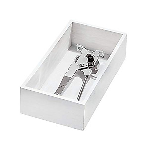 iDesign Renewable Paulownia Wood Collection Drawer Organizer Bin, 5" x 10" x 2.5", White Wash
