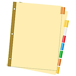 Amazon Basics 8 Tab Dividers for 3 Ring Binder, Insertable Tab, Multicolor, 4-Pack