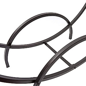PHI VILLA 40 Inch Heavy Duty Large Curved Indoor/Outdoor Firewood Racks Log Hoop, Oval Base for Kindling Wood Storage Wood Stove Accessories, Black
