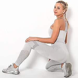 Redqenting High Waisted Leggings for Women Workout Seamless Leggings Yoga Pants Sweat Proof Tummy Control Tights Grey