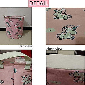 Unibedding 2 Pack Canvas Storage Baskets Large Unicorn Storage Hampers for Girls Kids Room Baby Nursery Collapsible Convenient Home Organizer Containers, Pink Teal Blue