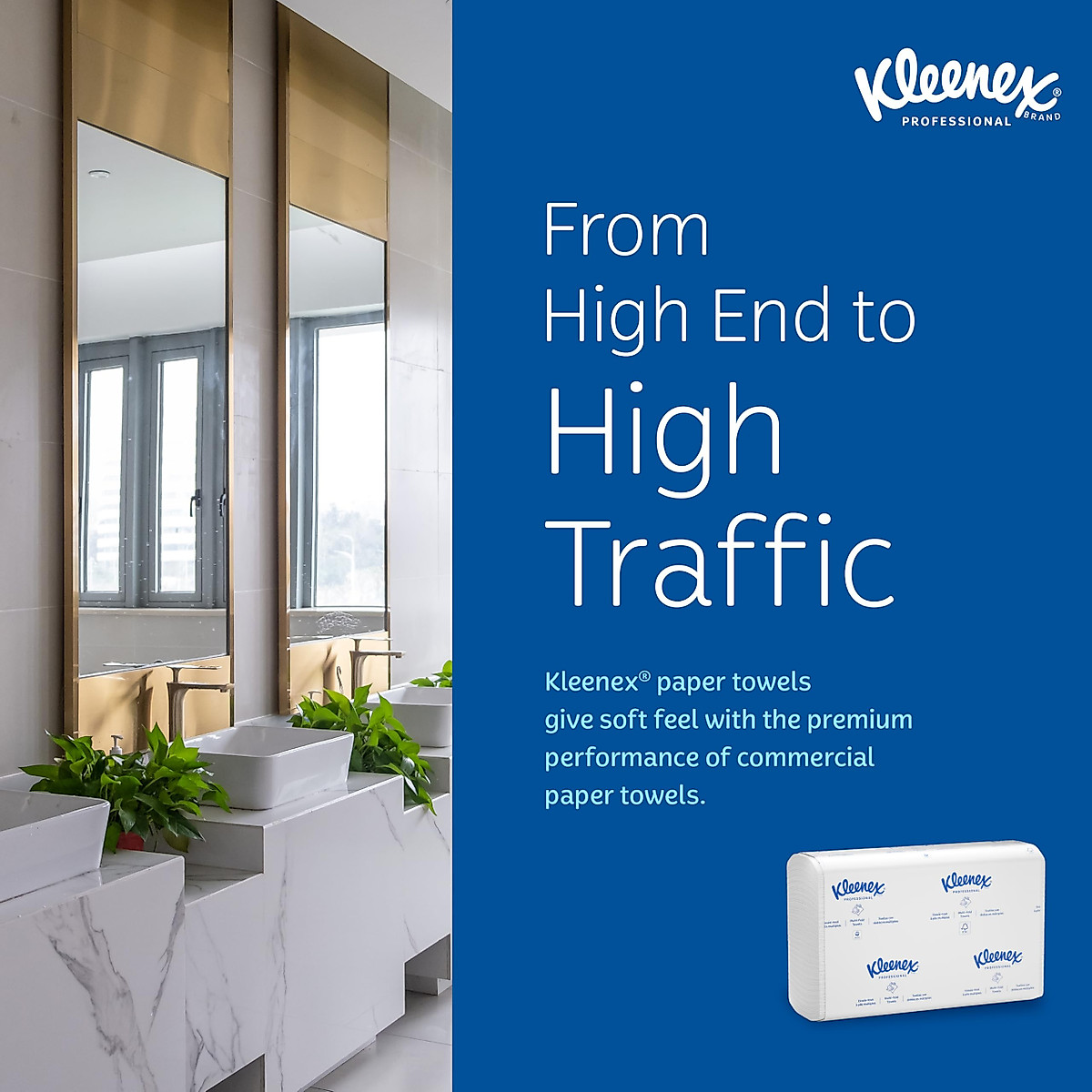 Kleenex Multifold Paper Towels (02046), White, 8 Packs/Convenience Case, 150 Tri Fold Paper Towels/Pack, Pack of 8, Total 1,200 Towels/Case