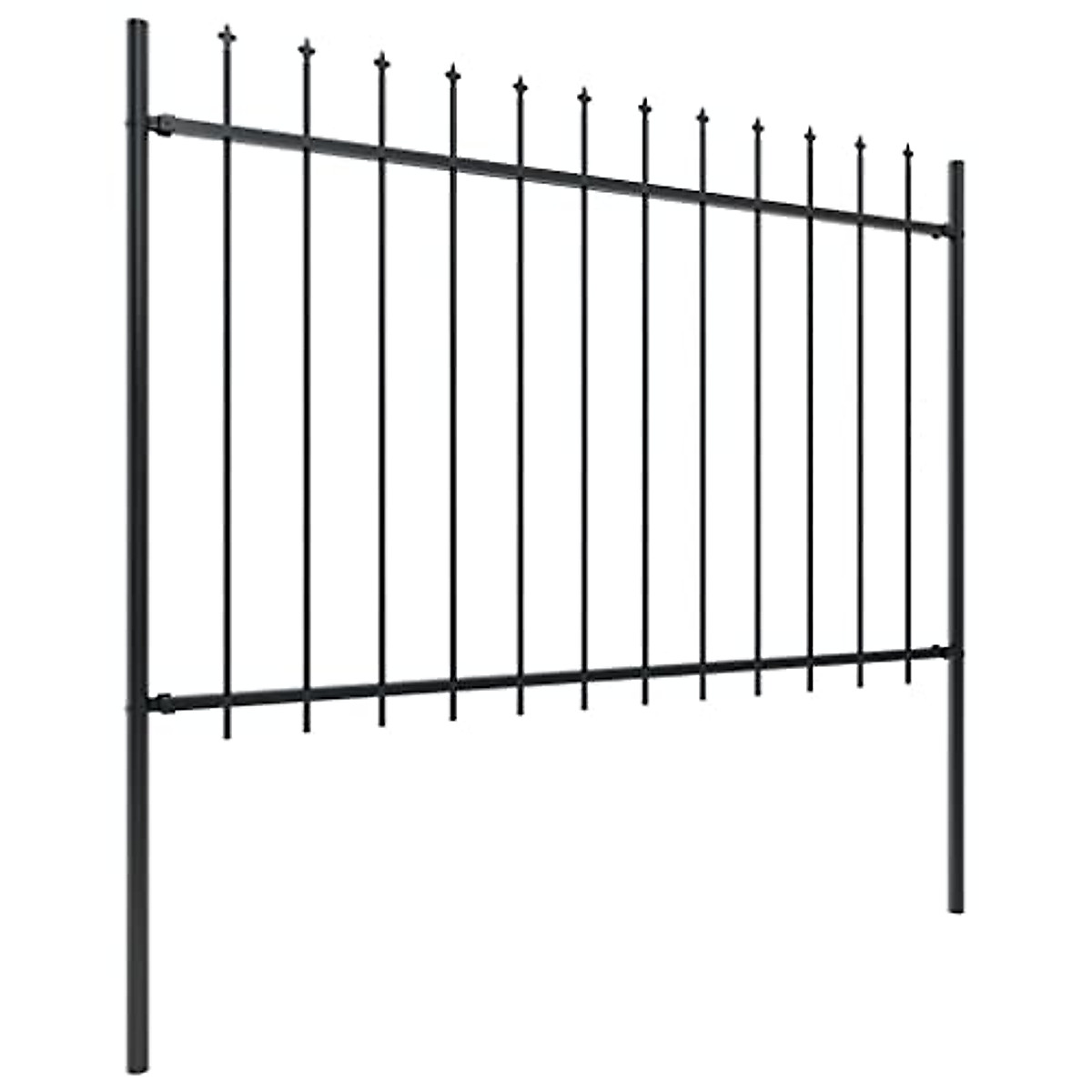 Garden Fence with Spear Top,Decorative Garden Fence,Security Palisade Fence,Practical Barrier Wall,Landscape Boundary Fence,Fencing for Yard,Steel 200.8"x47.2" Black