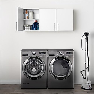 Pemberly Row 54" Modern Engineered Wood Wall Cabinet with 3 Doors & 3 Adjustable Shelves, Metal Handles, for Laundry Room, in White Finish