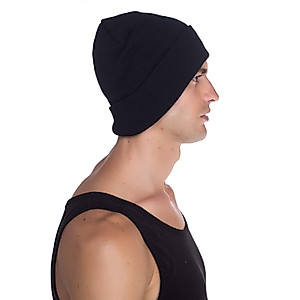 CUFFED PLAIN SKULL BEANIE HAT / CAP | Winter Unisex Knit Hat Toboggan For Men & Women | Unique & Timeless Clothing Accessories By Top Leve, Black