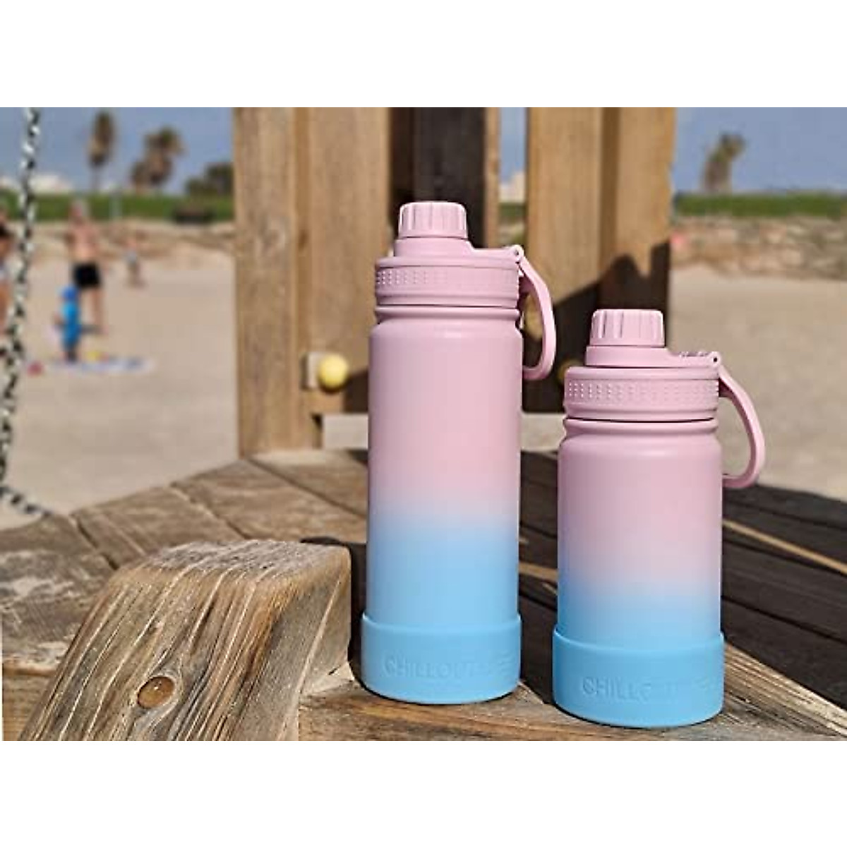 CHILLOUT LIFE 12 oz Kids Insulated Water Bottle for School with Leakproof Spout Lid and Cute Waterproof Stickers, Personalized Stainless Steel Thermos Flask Metal Water Bottle For Girls & Boys