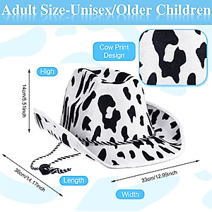 Zhanmai 12 Pcs Cowboy Hat and Bandana Cowboy Cowgirl Hats Bulk Western Party Costume Halloween Accessory(Milk Print)