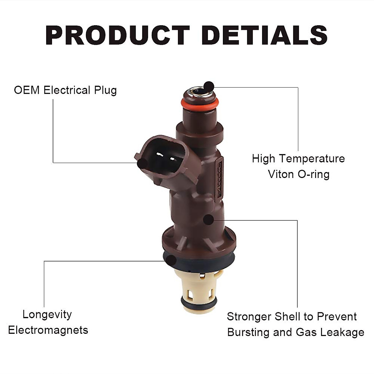 JDMON Compatible with Fuel injectors Toyota 4Runner Tacoma Tundra 3.4L V6 1999-2004 Replace 2320962040 2172933 2 Hole Pack of 6