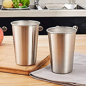 YOLCAR 6 Pack 8 oz Stainless Steel Kids Cups, Children's Pint Cups, Stackable Metal Cups, Shatterproof Drinking Glasses