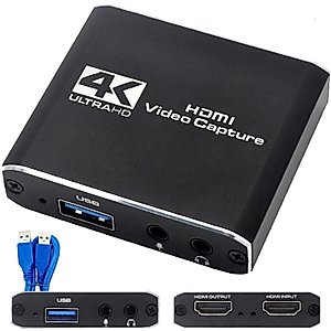 Capture Card, Game Capture Card,HDMI Video Capture Card,60FPS Video Recorder for Gaming/Live Streaming/Video Conference, Works for Nintendo Switch/PS4/Xbox One/OBS/Camera/PC