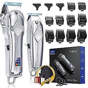 Limural Professional Hair Clippers and Trimmer Kit for Men - Cordless Barber Clipper + T Blade Outliner, Complete Hair Cutting Kits with 13 Premium Guards, LED Display, Taper Lever & 5 Hrs Runtime