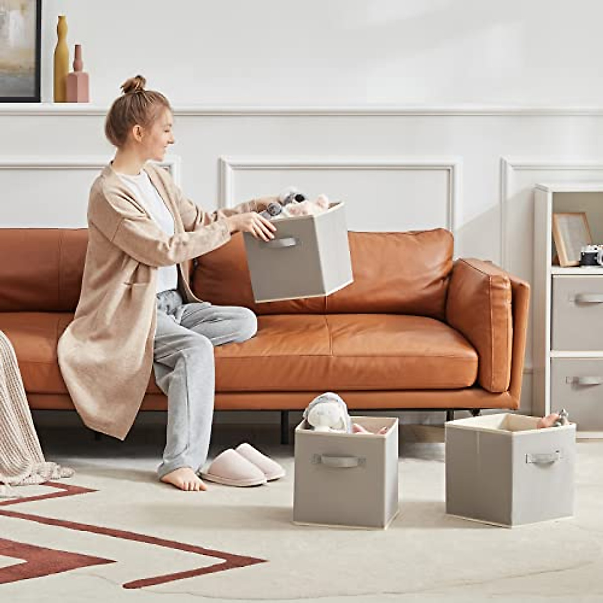 Lifewit 6 Pack Grey Storage Cubes, Bundle with 6 Pack Light Grey Storage Cubes, Medium